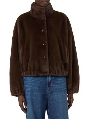 Max Mara Wkdanemone Boxy Faux Fur Jacket - Brown