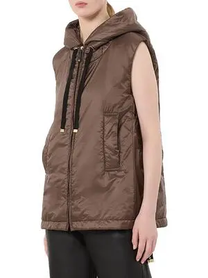 Max Mara Greengo Quilted Vest With Hood - Brown