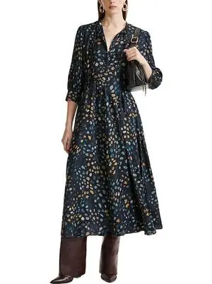 Marella Printed Viscose Shirt Dress - Navy