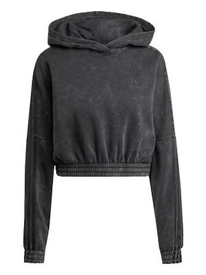 Adidas Cropped Oversized Zip Hoodie - Black