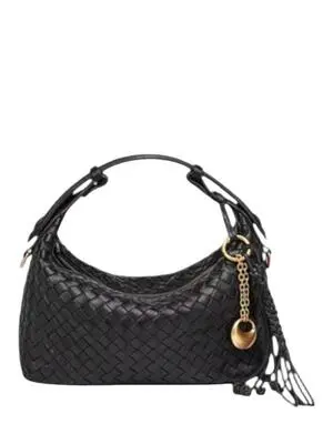 MI BOLSA LONDON Mi Bolsa London Camilla Woven Sheep Leather Shoulder Bag Black