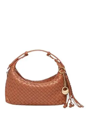 MI BOLSA LONDON Mi Bolsa London Camilla Woven Sheep Leather Shoulder Bag Brown