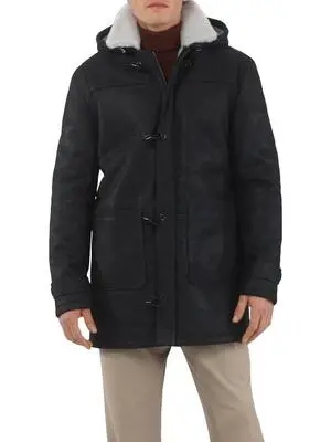 Gorski Genuine Shearling Parka - Black Pattern/white