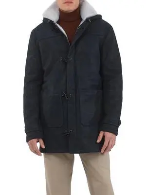Gorski Genuine Shearling Parka - Navy Pattern/white