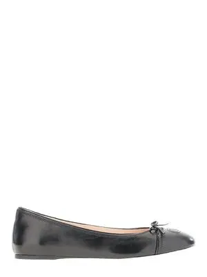 Valentino Garavani Black Leather Ballet Flats With Bow Detailing - Multicolor