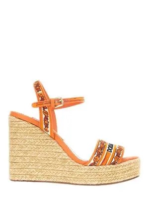Dolce & Gabbana Platform Wedge Sandals With Logo Detailing - Multicolor