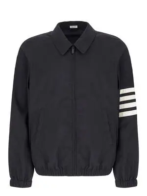 Thom Browne Zip-up Jacket With Signature Stripes - Multicolor