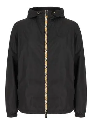 Burberry Hooded Jacket With Signature Check Trim - Multicolor