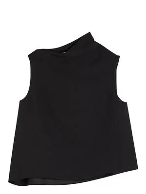 Vince Asymmetric Draped Crepe Top - Black