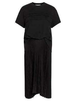 3.1 Phillip Lim Tucked Plissé Cotton T-shirt Dress - Black