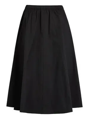 Vince Cotton Poplin Midi Skirt - Black