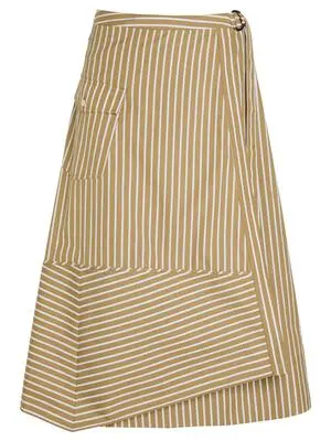 3.1 PHILLIP LIM Striped Cotton-poplin Wrap Midi Skirt