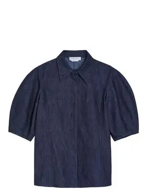 Gabriela Hearst Sansi Cotton And Linen-blend Top - Denim