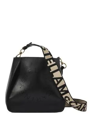 Stella McCartney Logo Perforated Shoulder Bag - Black