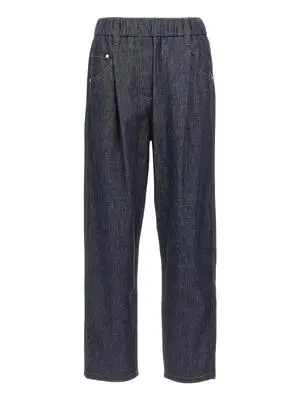 Brunello Cucinelli Elasticated Waistband Straight-leg Jeans - Black