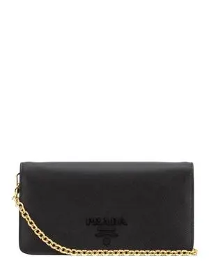 Prada Saffiano Logo Plaque Mini Bag - Black