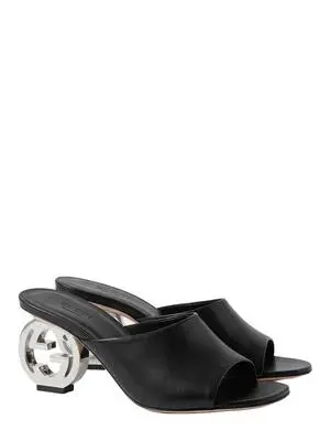 Gucci Logo Plaque Slip-on Mules - Black