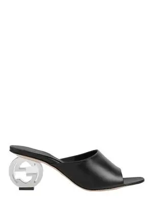 Gucci Logo Plaque Slip-on Mules - Black