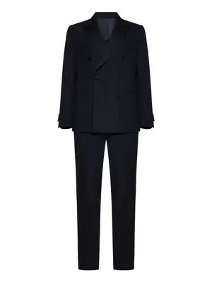 LARDINI Double-breasted Tuxedo Suit - Black