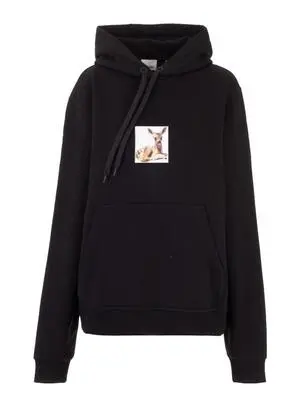 Burberry Oversized Deer Print Hoodie - Black