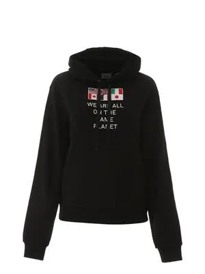 Burberry Flag Appliqué Hoodie - Black