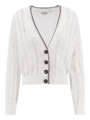 BRUNELLO CUCINELLI Brunello Cucinelli Dazzling Ribbed Net Cardigan