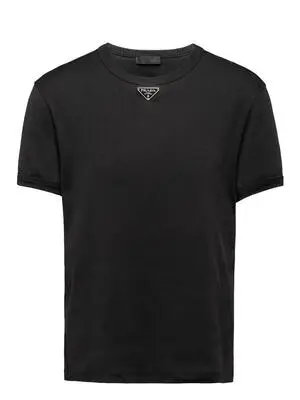 Prada Triangle Logo Crewneck T-shirt - Black