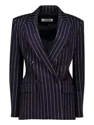 Max Mara Pinstripe Double-breasted Blazer - Black