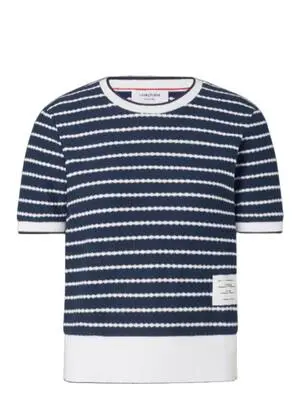 Thom Browne Thom Browne Striped Honeycomb Knit T-Shirt No