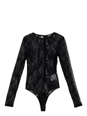 Versace Polyamide & Elastane Lace Bodysuit - Black