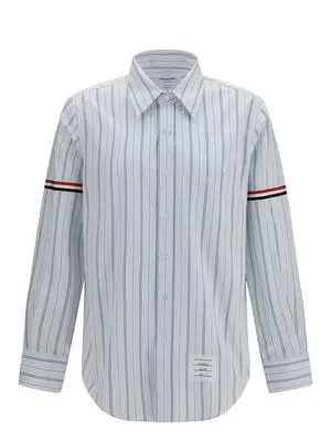 Thom Browne Fine-striped Grosgrain Poplin Shirt - Light Blue