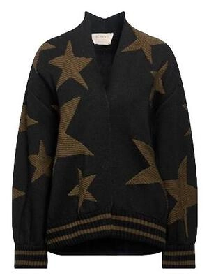 KAOS Two-tone Star Intarsia Knit Cardigan - Black