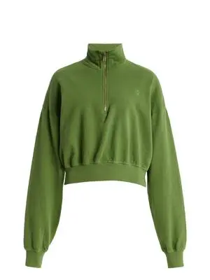 Eterne Cropped Half-zip Sweatshirt - Green