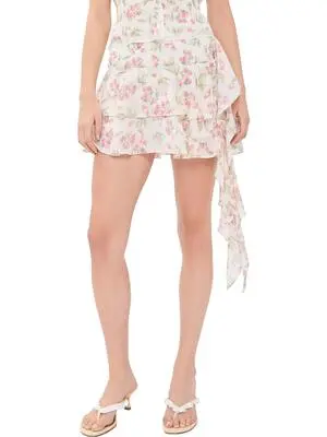 WAYF Talia Ruffle Skort With Raspberry Print - Garden Raspberry