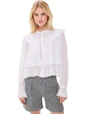 Isabel Marant Étoile Kelmon Embroidered Cotton Top - White