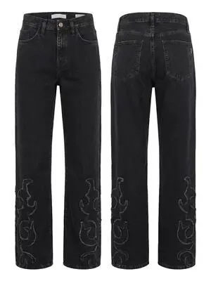 TRIARCHY DENIM INC. Birkin Mid-rise Straight Leg Ranchero Noir - Black