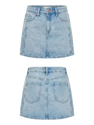 TRIARCHY DENIM INC. Triarchy Denim Inc. "Marie" Mini Skirt In Moonwashed Ranchero Indigo