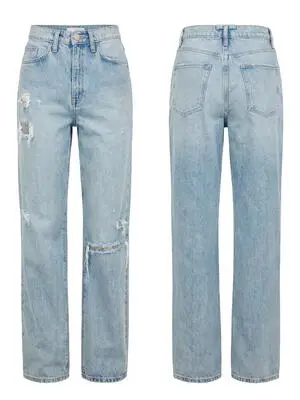 TRIARCHY DENIM INC. Primrose High-rise Relaxed Jean Metallic Moonwashed Indigo - Blue
