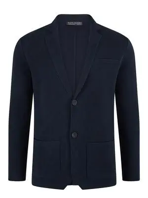 PAUL JAMES KNITWEAR Navy Lightweight Cotton Cornelius Blazer - Blue