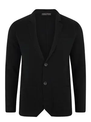 PAUL JAMES KNITWEAR Lightweight Cotton Corneliuss Formal Knitted Blazer - Black