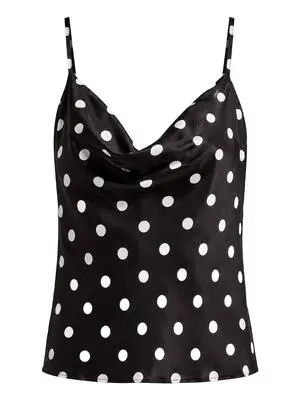 NOBLESSE OBLIGE Luna Camisole With Lace Polka Dot - Black