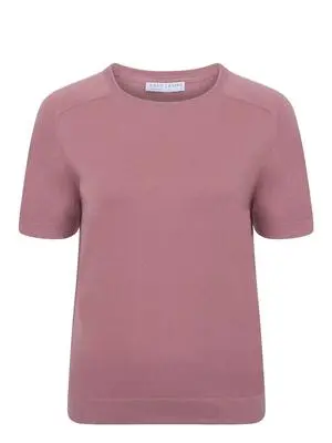PAUL JAMES KNITWEAR Ultra Fine Cotton Saddle Shoulder Knitted T-shirt - Pink