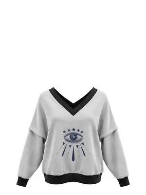 BEIRA Victoria V-neck Sweatshirt Starry Eye - Grey
