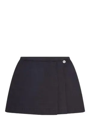 LA GRANNI Centimos Skirt In Ribbed Knit - Black