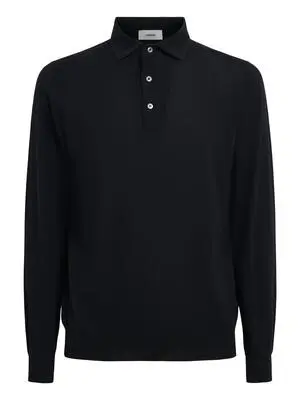 LARDINI Virgin Wool Long-sleeve Polo Shirt - Beige