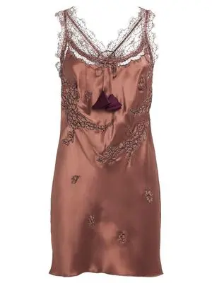 TORLOWEI Silk Patsy Mini Slip Dress - Brown