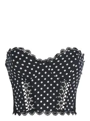 Charo Ruiz Ibiza Polka-dot Fiare Corset Top - Black