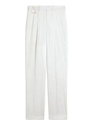 Dunhill Linen Pinstripe Tailored Trousers - Ivory
