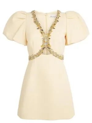 Rebecca Vallance Puff-sleeve Alexandrite Mini Dress - Yellow