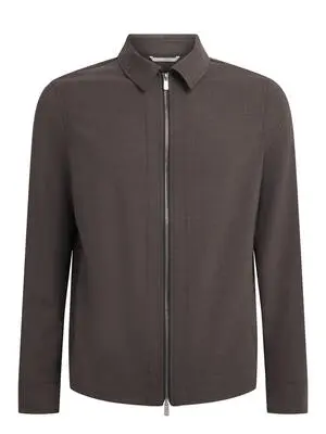 Marco Pescarolo Zip-up Stretch Wool Aviator Shacket - Brown